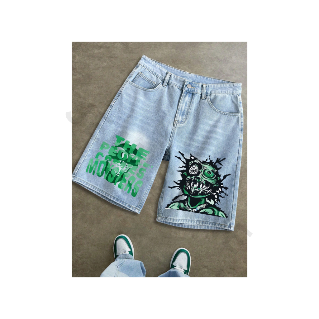 jorts shorts for men bermudas wide leg loose straight with cartoon ...