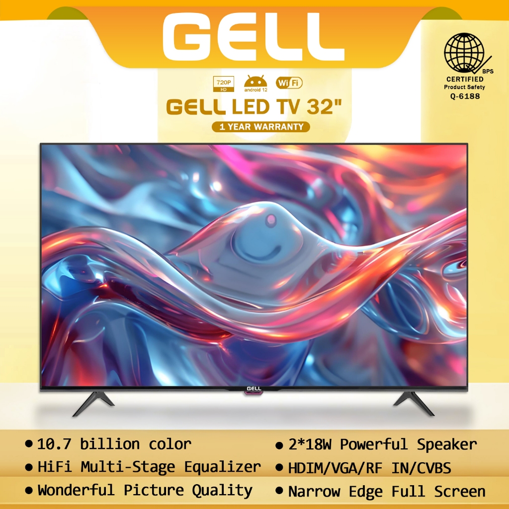 GELL 32 INCH SMART TV Slim Television | Shopee Philippines