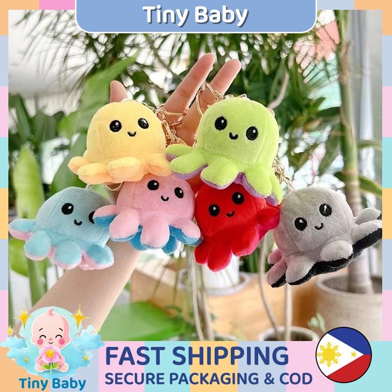 Flip Octopus Doll Pendant Plush Toy Reversible Flip Octopus Keychain ...