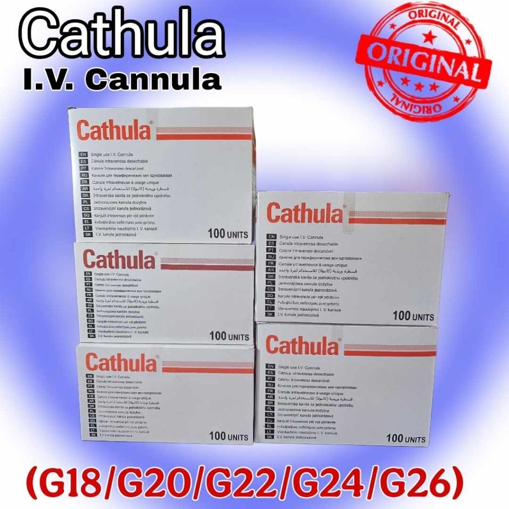 IV Cannula ( CATHULA) w/ Luer Lock (100pcs/BOX) G18/G20/G22/G24 AND G26 ...
