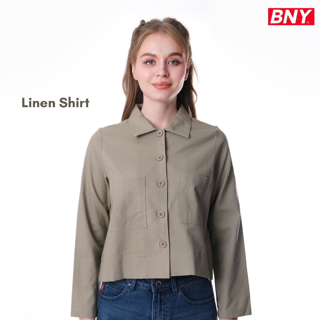 BNY Ladies' Linen Shirt Long Sleeves (114) | Shopee Philippines
