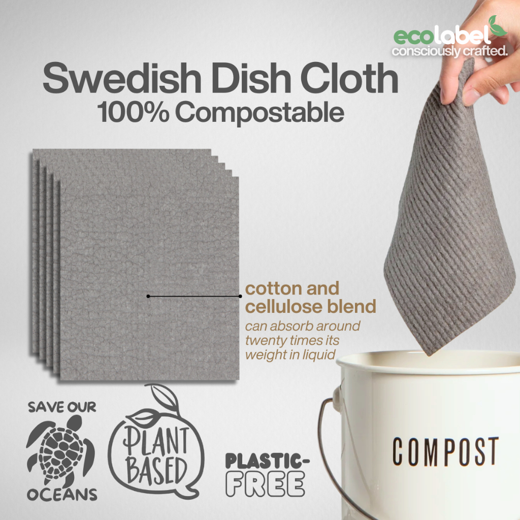 Eco-friendly Reusable Biodegradable Swedish Dishcloth 5 pcs Cellulose ...