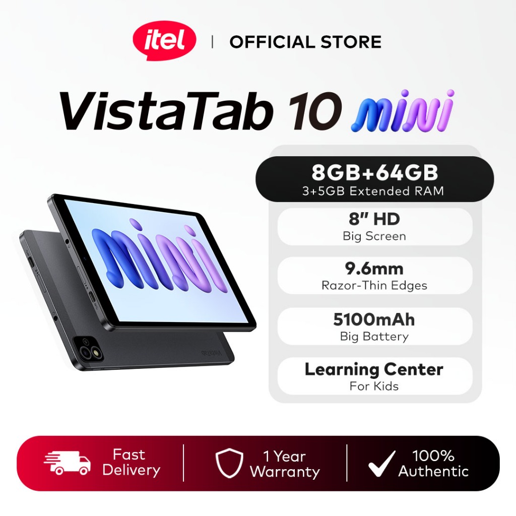 itel VistaTab Mini (3GB+64GB) 8" HD IPS Screen Dual Speakers | 5100mAh ...