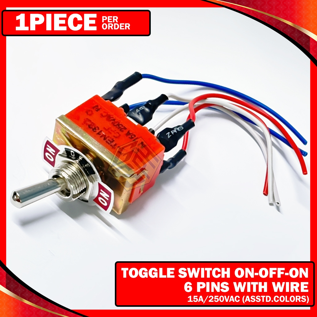 Toggle Switch 6 Pins With Wire ON-OFF-ON 15A 250VAC Heavy Duty | Shopee ...