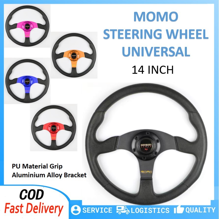 14 Inch MOMO Car Steering Wheel Universal MOMO with Horn Button High ...