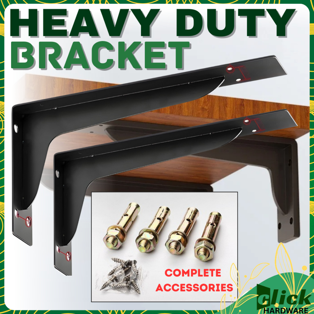 2pcs Heavy Duty L Shelf Brackets Premium Metal Black Floating Shelf ...