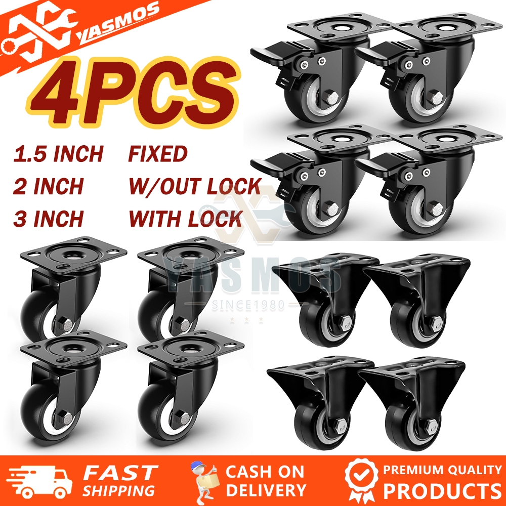 4PCS Gold Diamond Caster Wheels Heavy-Duty Caster Set (Black Fixed & W ...