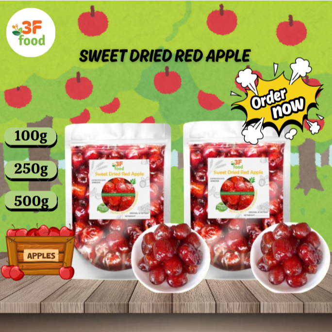SWEET DRIED RED APPLE 3F Food Soft Delicious Seedless 100g/250g/500g ...