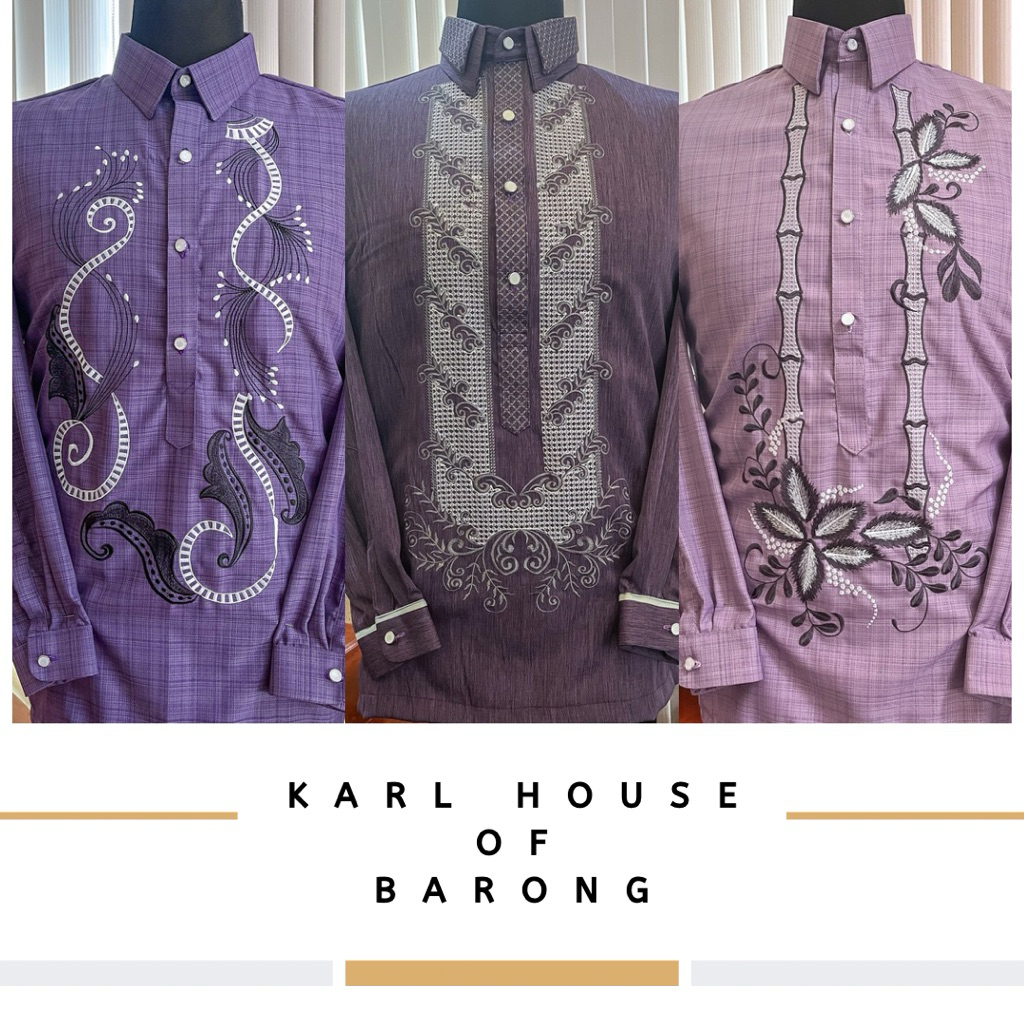 Long Sleeves Barong w/ Computerized Embroidery (Formal Attire) Lavander ...