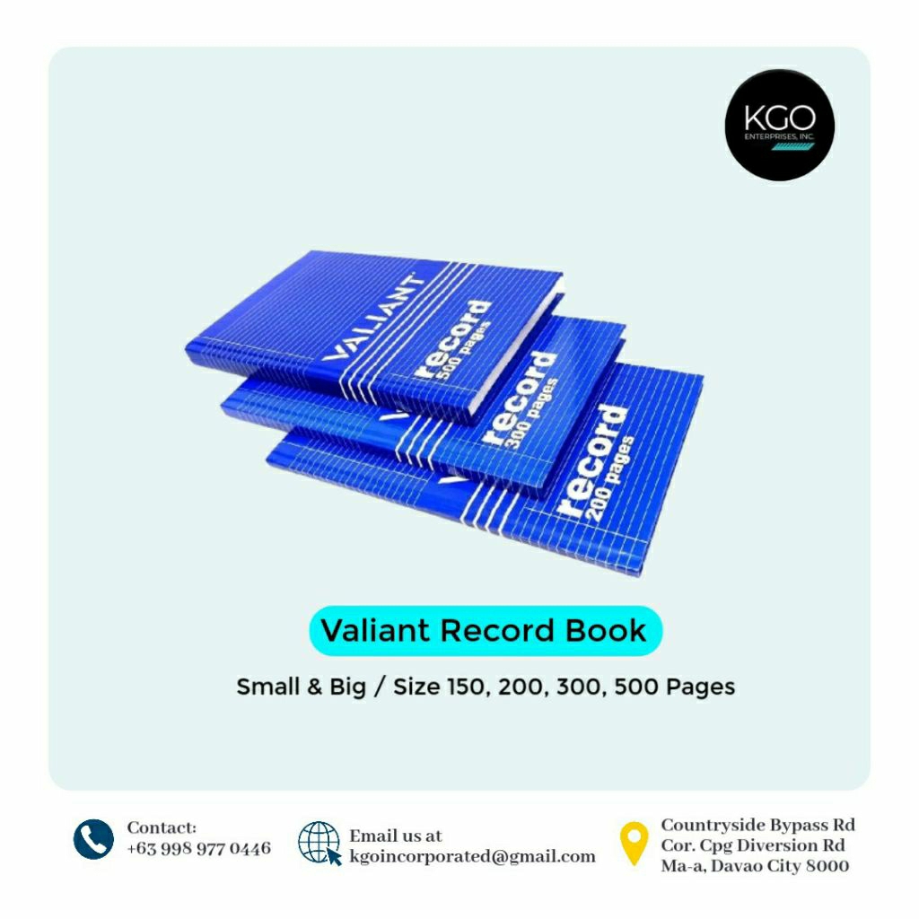 Valiant, Record Book , #99, Jr. size available in 150pages, 200pages ...