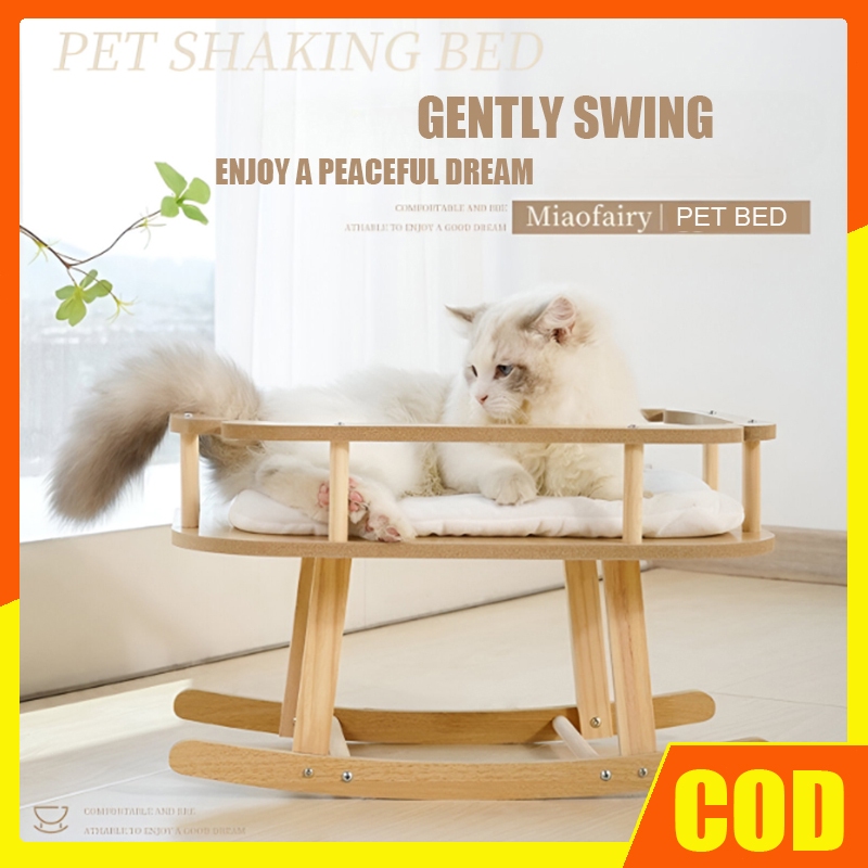 Wooden Cat Bed with Swing | Safe Sway For your Cat Calm Sleep | Shopee ...