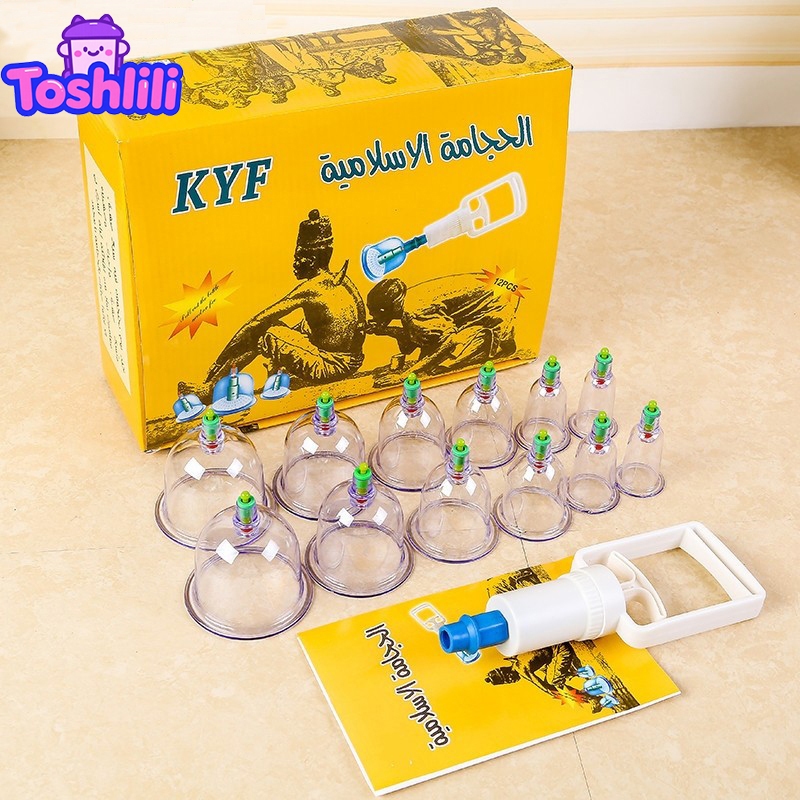 12PC Ventosa Cupping Therapi Set Massager Vacuum Apparatus Body Massage ...