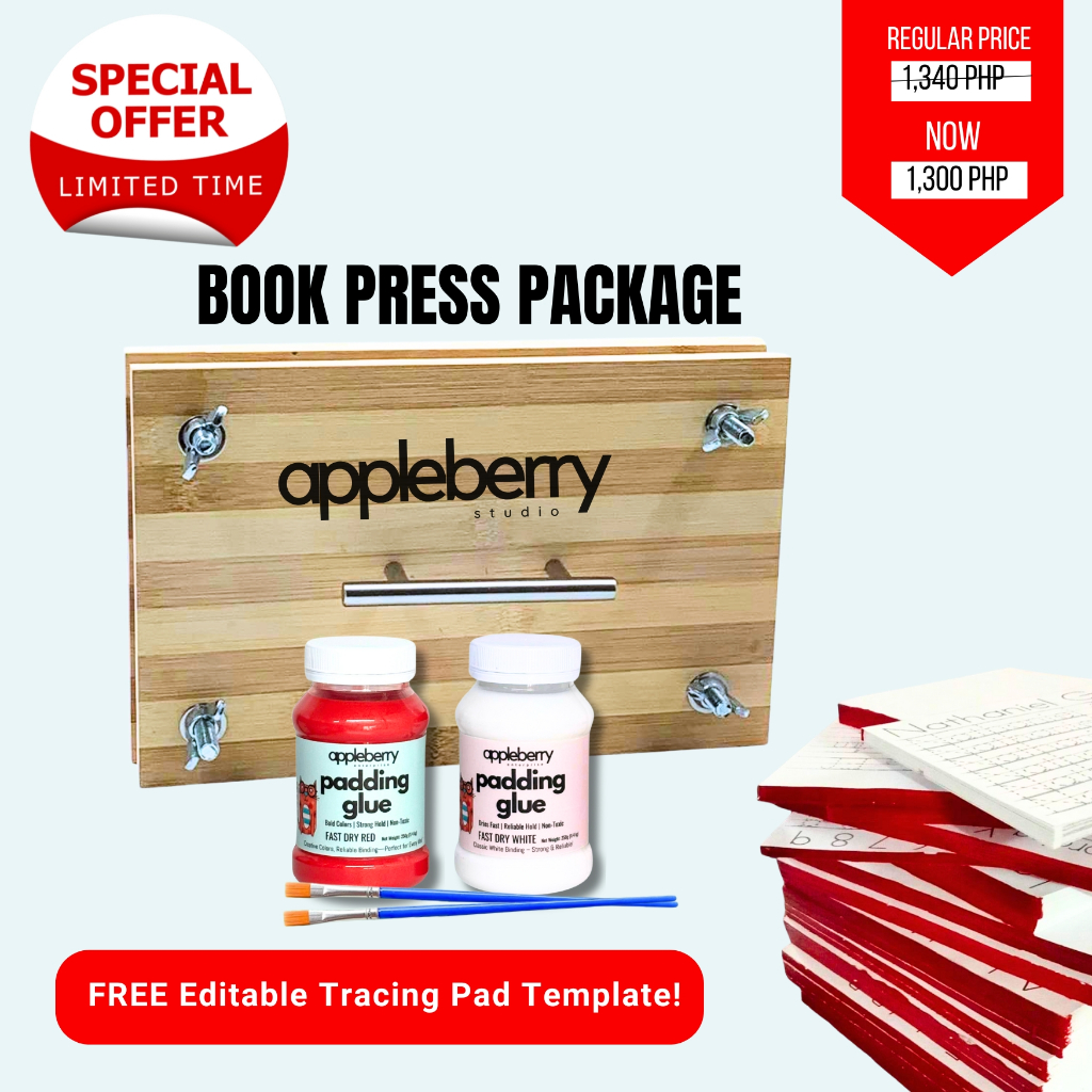 BOOK PRESS / PAD PRESS Package with Padding Glue and FREE BRUSH ...