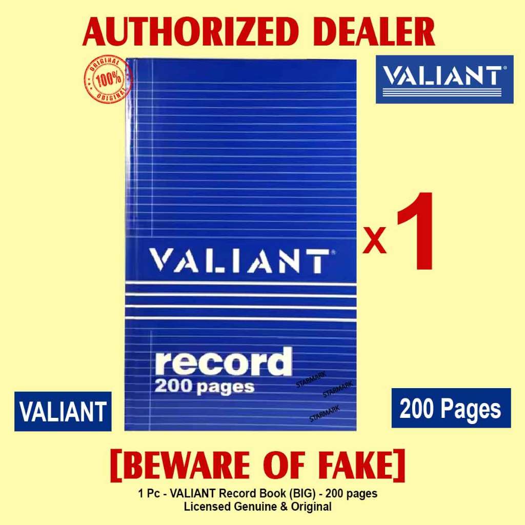 VALIANT Record Book Books 200 PAGES Padded VALIANT Logbook Log Book ...