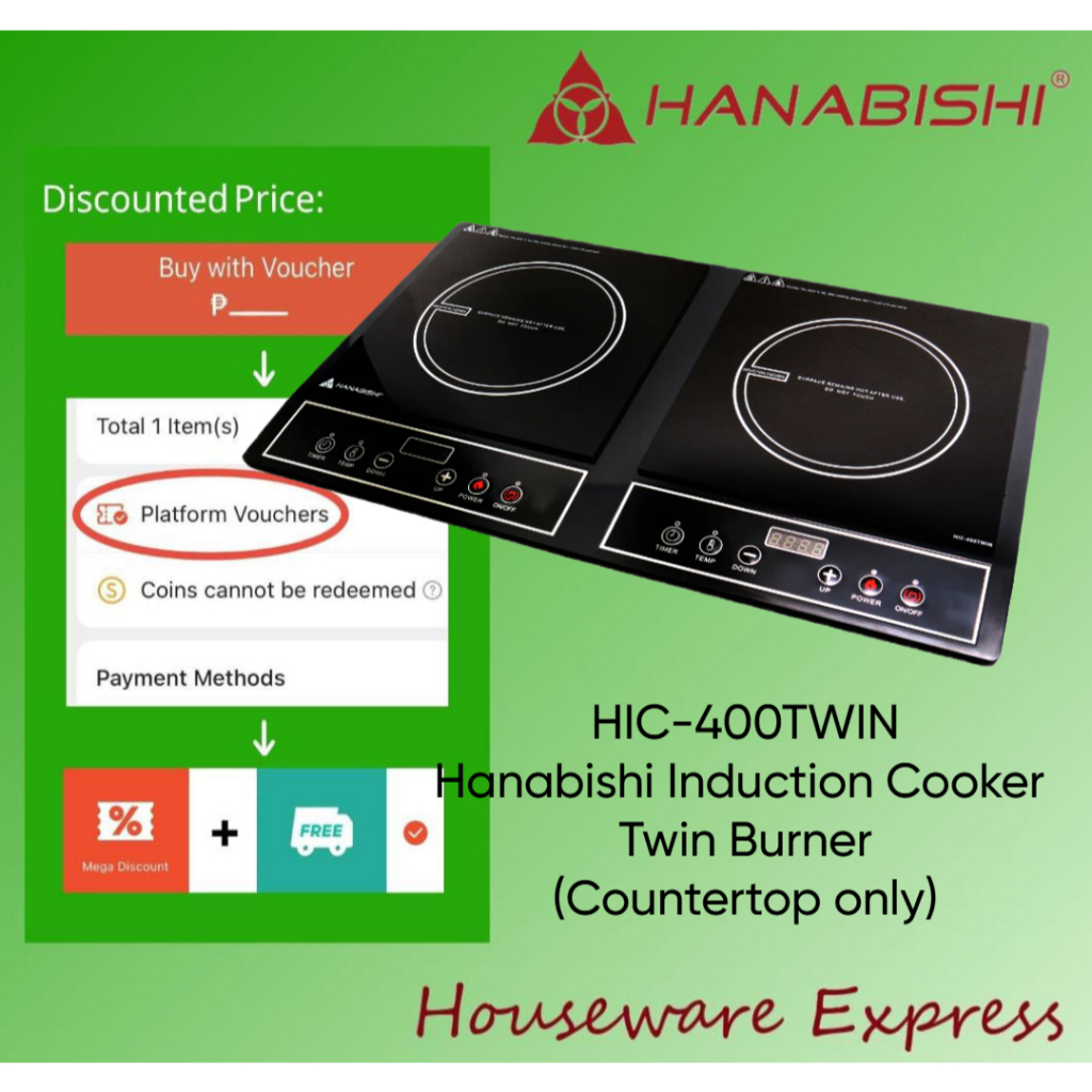 Hanabishi HIC-400TWIN Double Induction Cooker HIC400TWIN (Houseware ...