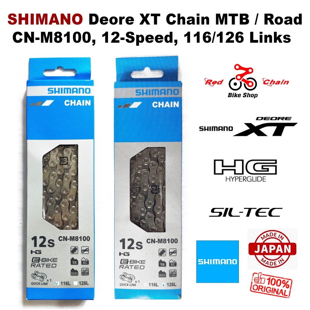 SHIMANO Chain CN-M8100 Deore XT / Ultegra, 12-Speed, 116/126 Links ...