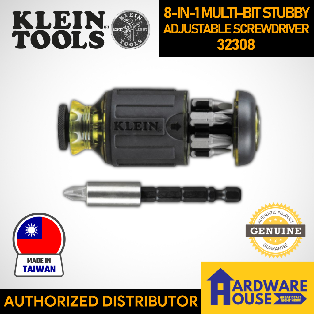 ORIGINAL KLEIN TOOLS 8N1 Multi-Bit Adjustable Length Stubby Screwdriver ...