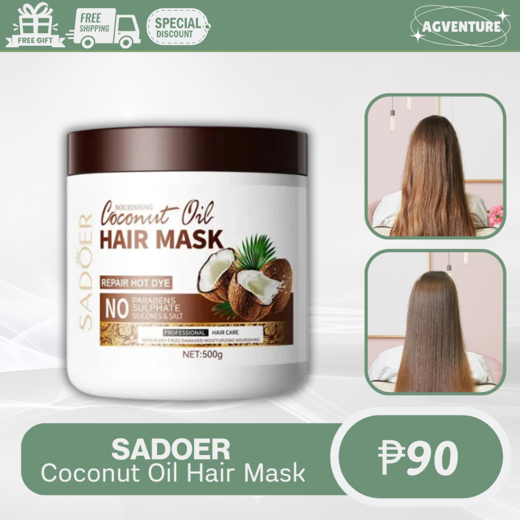 SADOER Coconut Oil Hair Mask 500ml | Hair Treatment for Dry, Frizzy, Damaged Hair | Deep ...