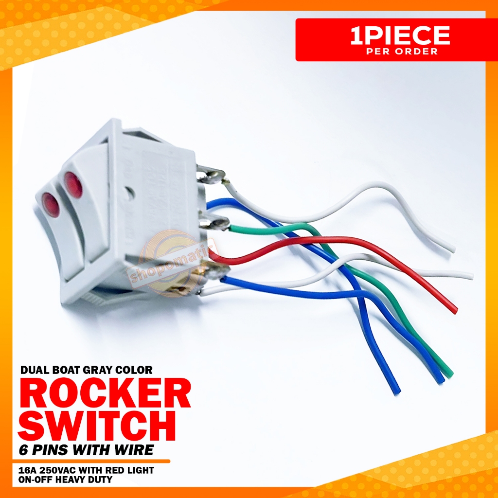 SHOPO Dual Boat Rocker Switch Gray 16A 250V AC ON/OFF Red Light – Heavy ...