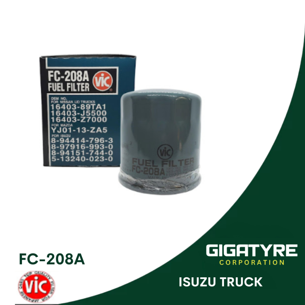 GIGATYRE - VIC FC-208A Fuel Filter for C190 4JA1 4BA1 4BC2 4HF1 Unit ...