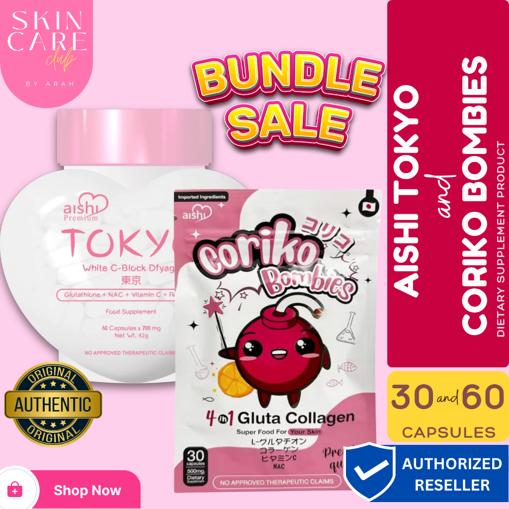 Aishi Tokyo Japan White C-Block Glutathione + Coriko Bombies 4in1 Gluta ...