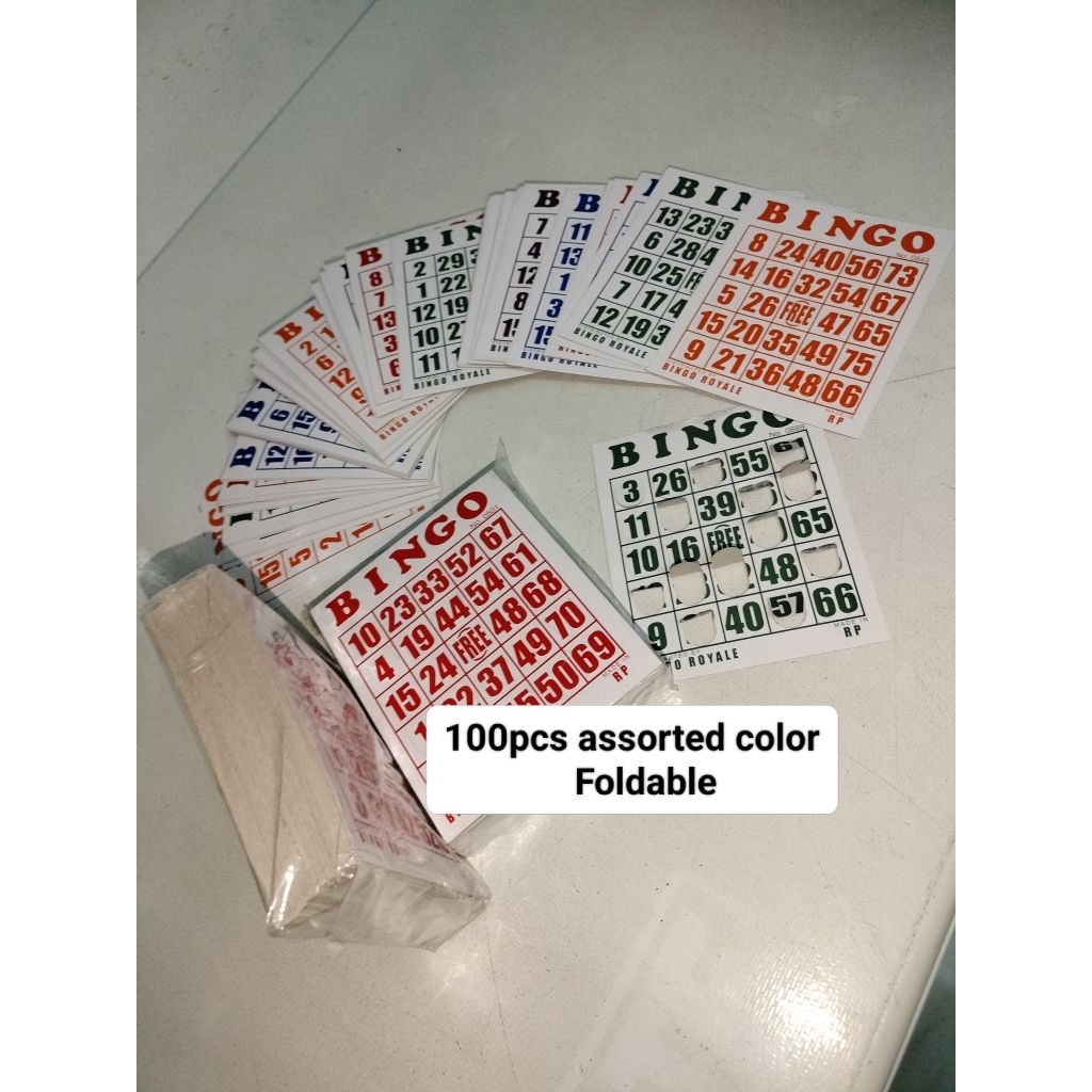 100pcs foldable small bingo card game card assorted color ( bingo ...