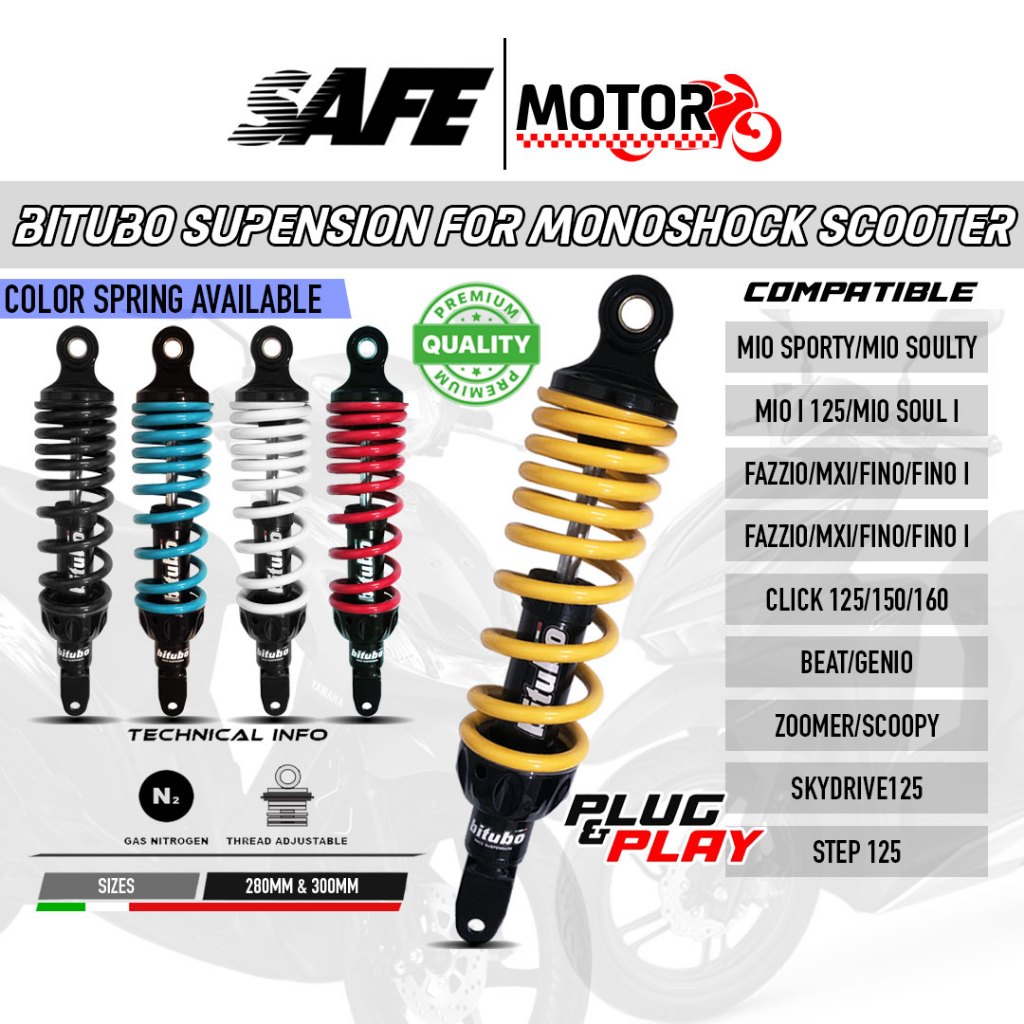 Bitubo racing shock Suspension 280mm & 300mm Gas Nitrogen And Threaded ...
