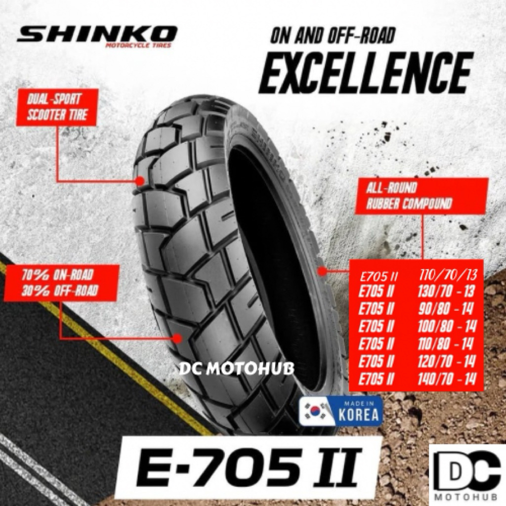 Shinko E705 II Dual Sport Tubeless Tire with Free Pito and Sealant 13s ...