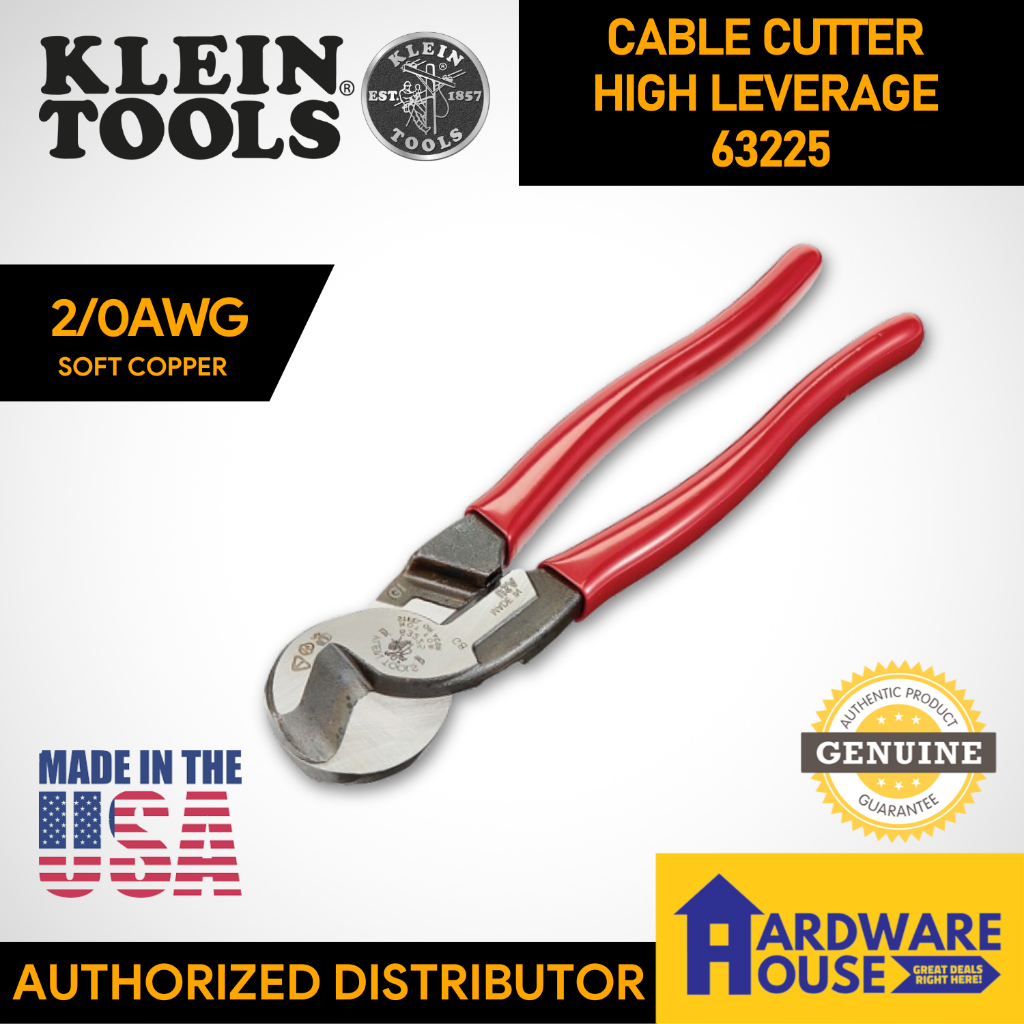 ORIGINAL KLEIN TOOLS HD Cable Cutter High Leverage Aluminum Copper ...