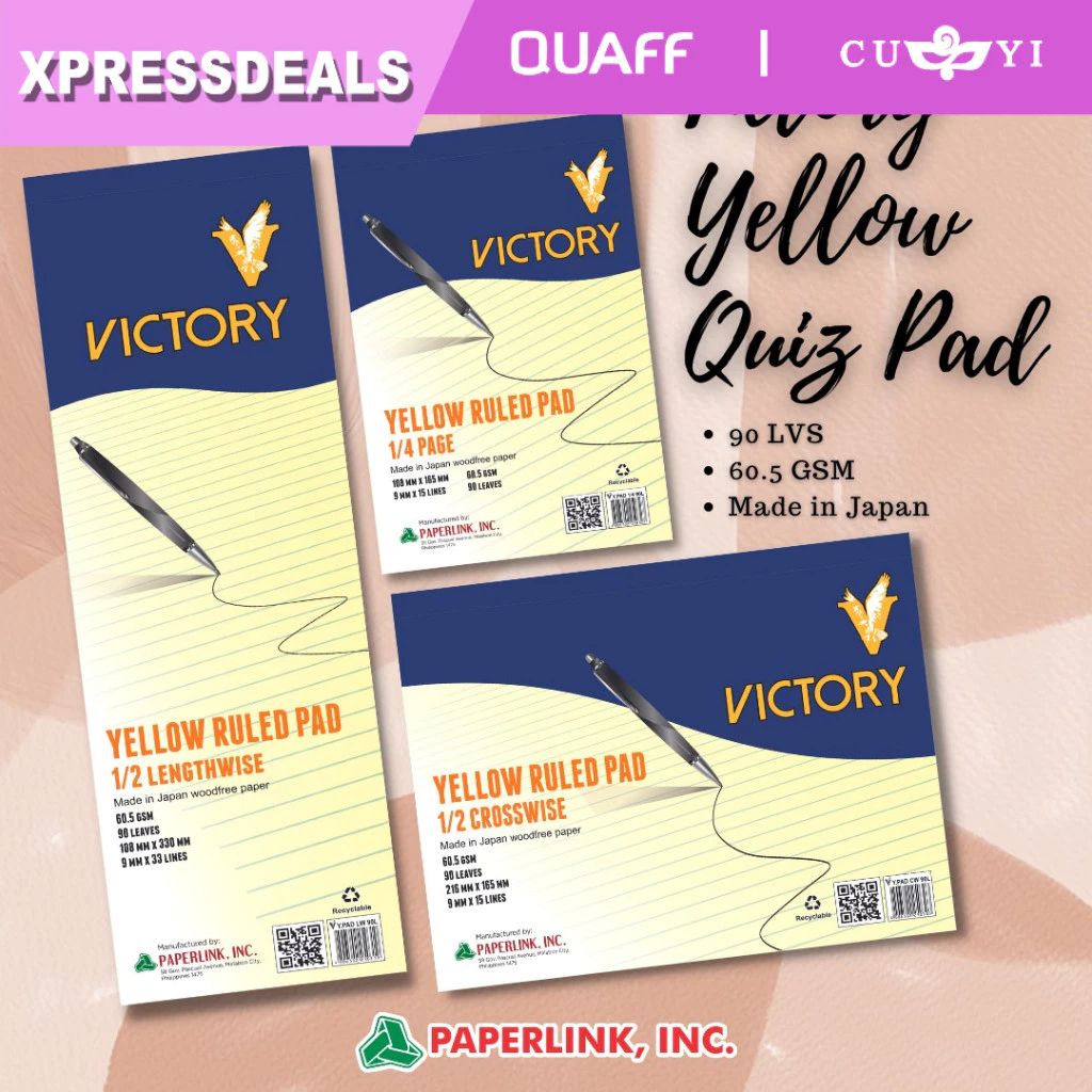 Victory Yellow Pad 1/4 | 1/2 Lengthwise | Whole Pad 90 Leaves ...