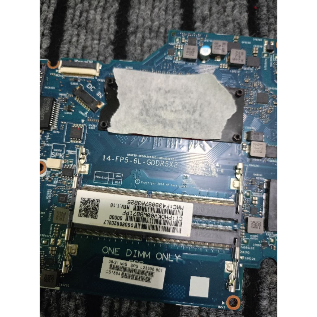 HP 14 - CM Motherboard TPN-I132 (14-FP5-GDDR5X2) Ryzen 3 2200U GPU ...