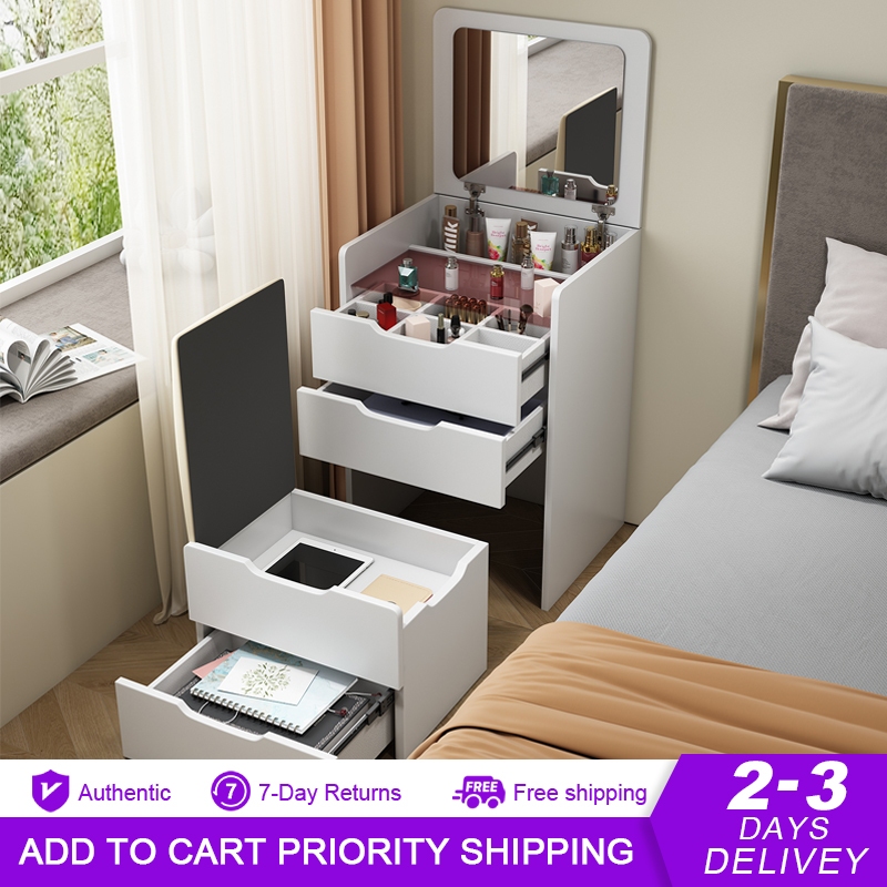 Solid wood dressing table makeup table bedroom modern simple mini flip ...