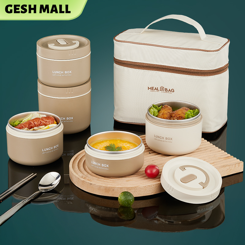 2 Layers Portable Lunch Box Breakfast Cup Food Storage Box Tableware ...