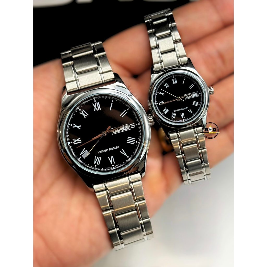 CASIO MTP V006D 1B & LTP V006D 1B Black Dial Couple Silver | Shopee ...