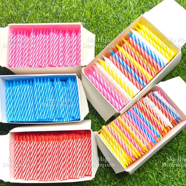 144pcs/288pcs Birthday Candle Spiral Candle Assorted Color Set SHD ...
