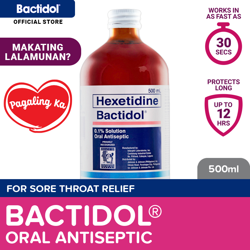 Bactidol Oral Antiseptic Gargle 500ml : for sore throat relief ...