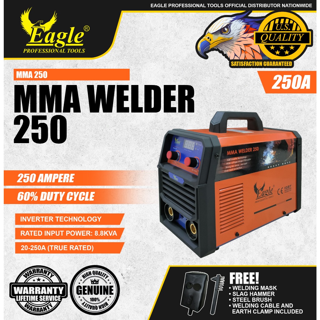 Heavy Duty Inverter Welding Machine MMA-250 Portable Type IGBT Eagle ...