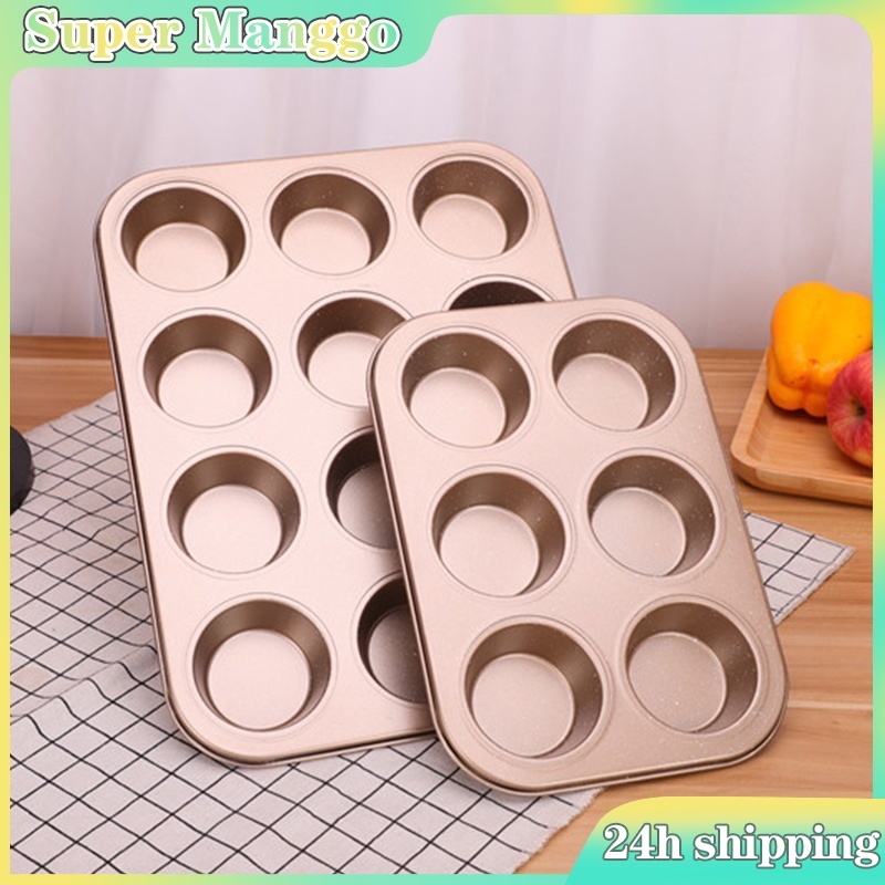 3oz Muffin pan 6 Mold Baking Tray 12 Mold Biscuit Cake Non Stick Pan ...