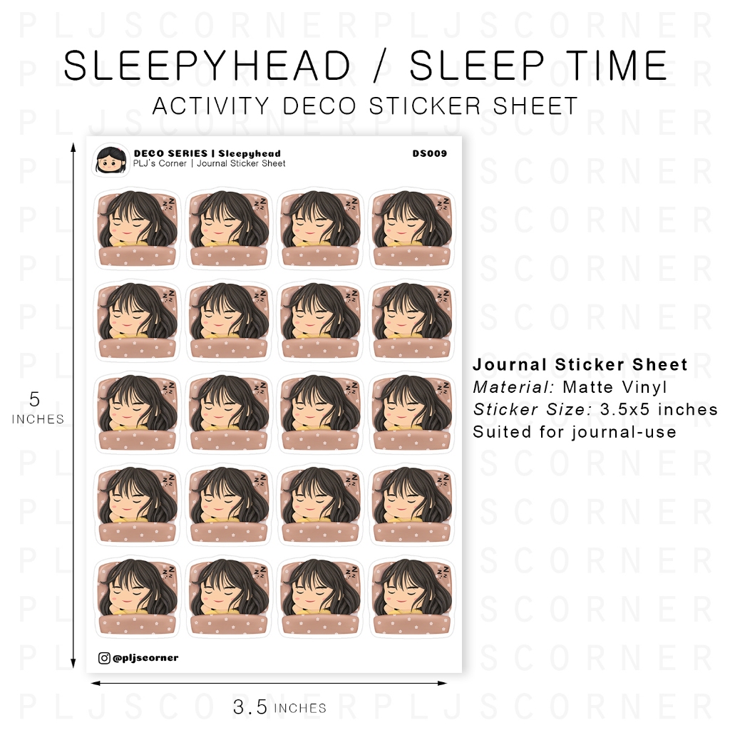 Sleepyhead / Sleep Time Activity Deco Sticker Sheet for Planners and ...