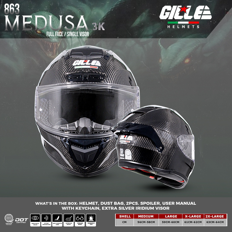 Gille MEDUSA 863 Carbon fiber Full Face Helmet for Motorcycle SINGLE ...
