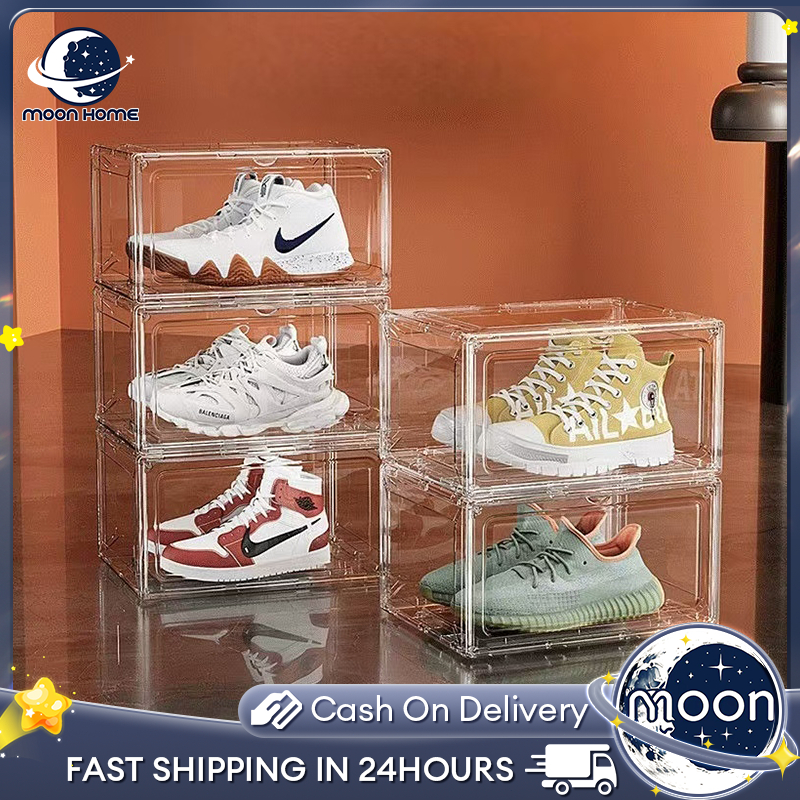 MOON Acrylic Shoe Box Clear Shoes Storage Stackable Transparent Shoe ...