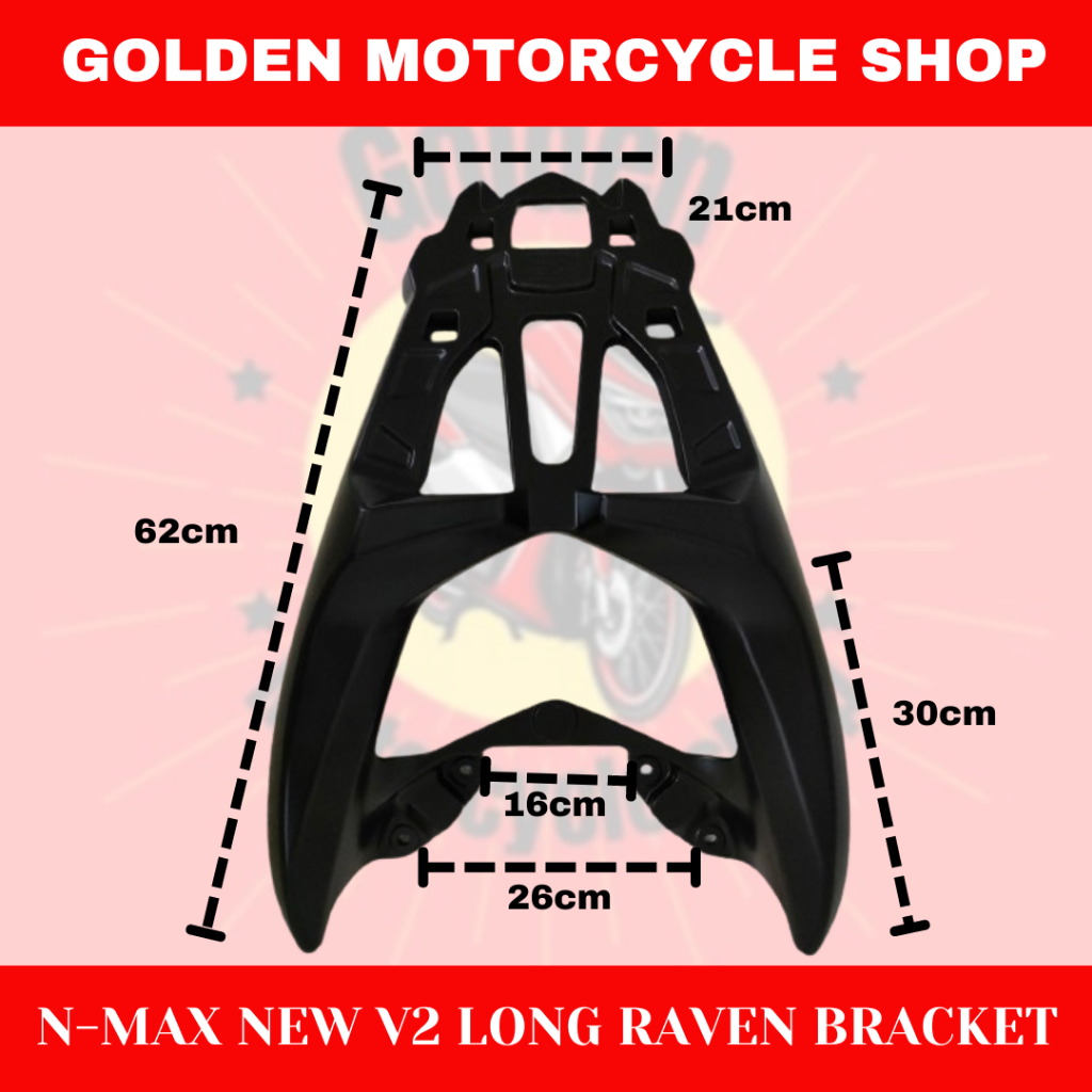 KOMINIE MOTORCYCLE TOP BOX BRACKET FOR N-MAX V2 LONG & SHORT RAVEN ...