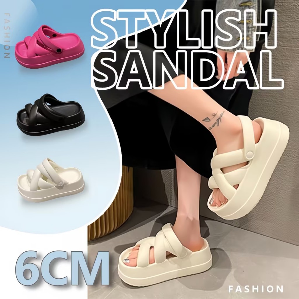 6CM EVA New Sandals For Women Non-slip Comfortable Thick Bottom Flat ...