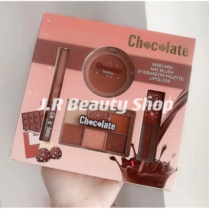 J&r Korea Beauty Chocolate 4in1 Makeup Set Matte Lip Gloss & Matte ...