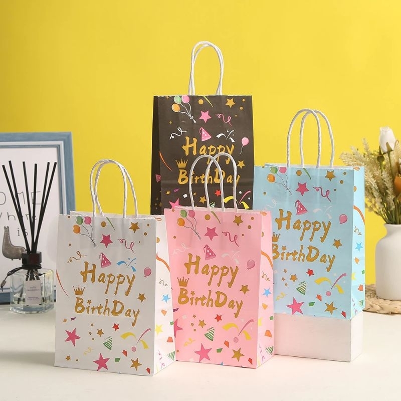 12pcs Happy Birthday Printed Paper Bag Birthday Party Give AwayPaper ...