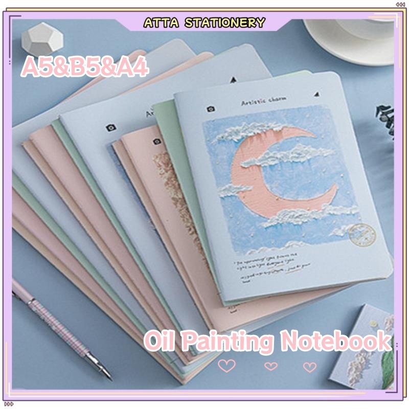 A4/A5/B5 4Pcs/Set Moon Oil Painting Notebook 38 Sheets Notepads School ...