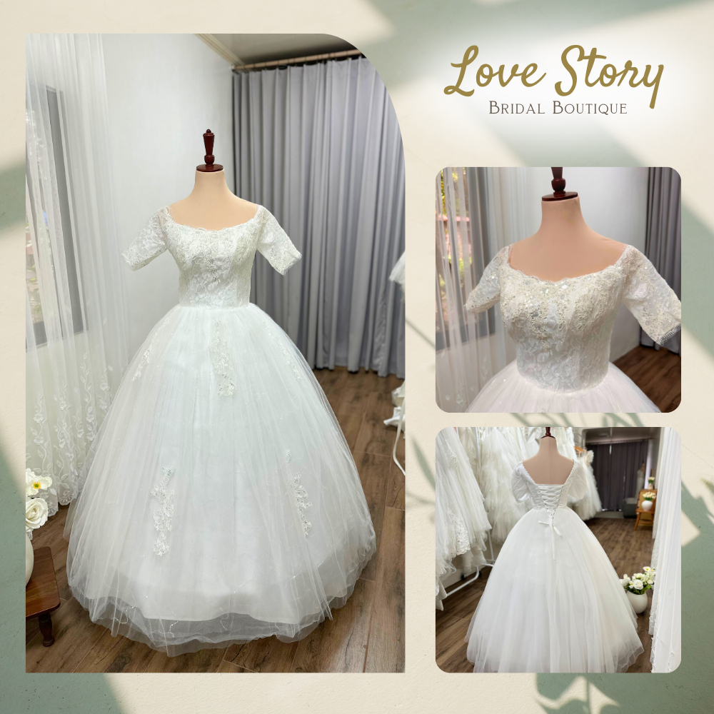 Wedding Gown with Short Sleeves | Shopee Philippines