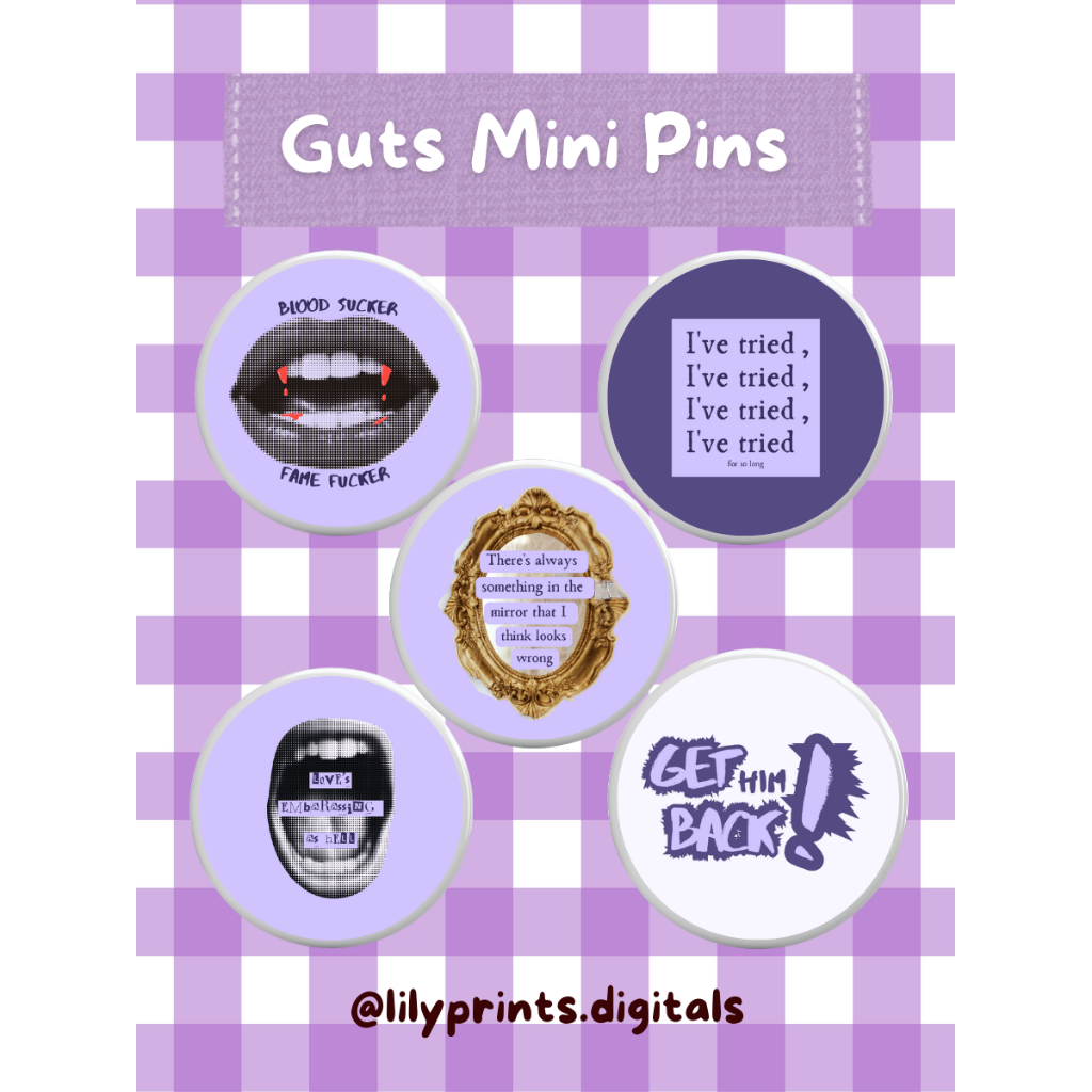 Guts Album Inspired 32mm Mini Pins | Olivia Rodrigo | Shopee Philippines