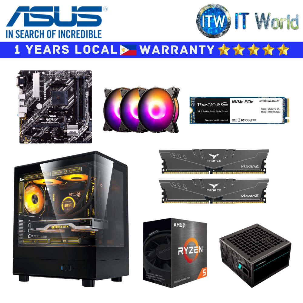 Gaming PC Desktop Computer Set Asus Elite Black 5 5500GT B450M-A II/CSM ...