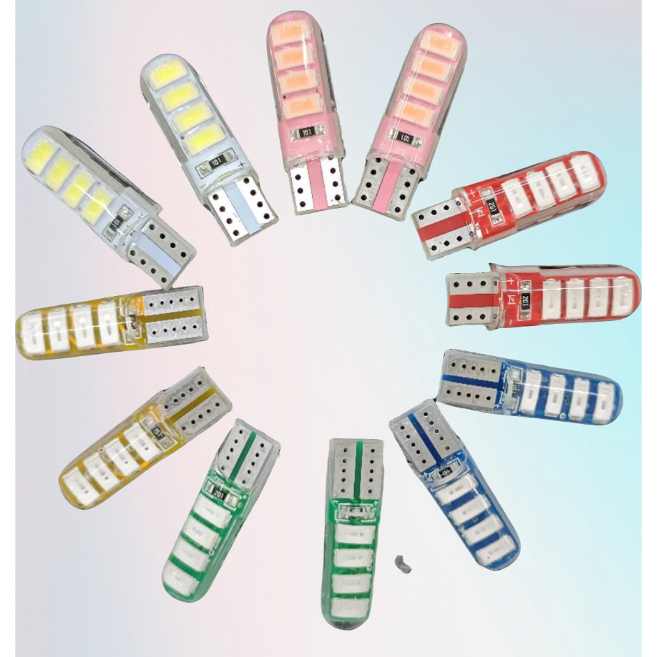 Motorcycle LED Park Light T10 Jelly 8LED Peanut Bulb For Car Ebike ...